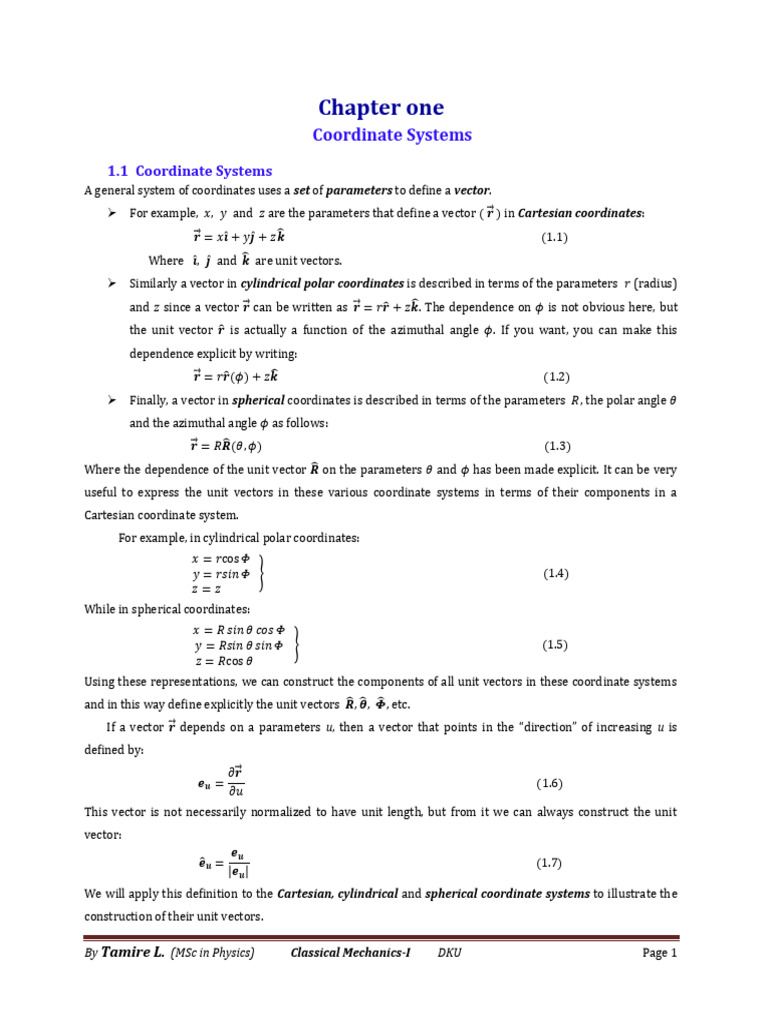 2nd Year Chlassical Mechanics-I Note Edited1 | PDF | Coordinate System | Euclidean Vector
