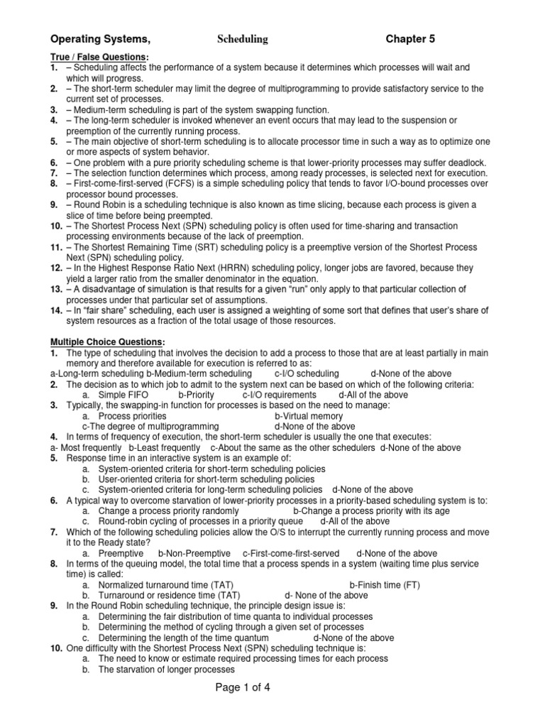 5-sheet | PDF | Scheduling (Computing) | Process (Computing)