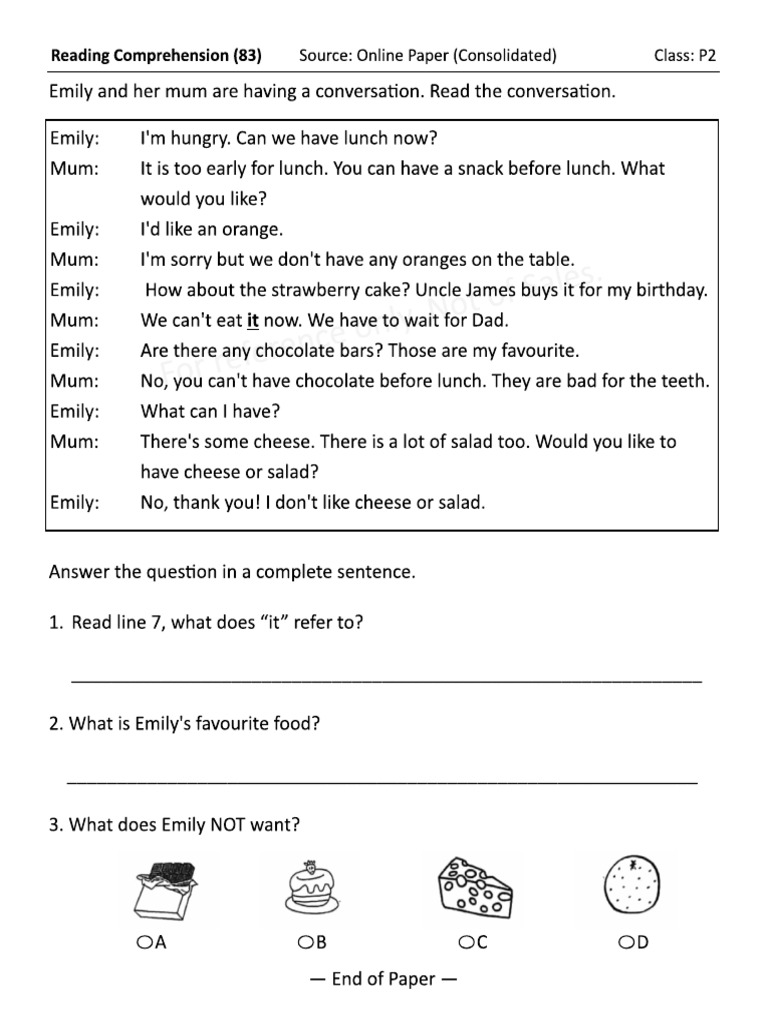 P2 Reading Comprehension all | PDF