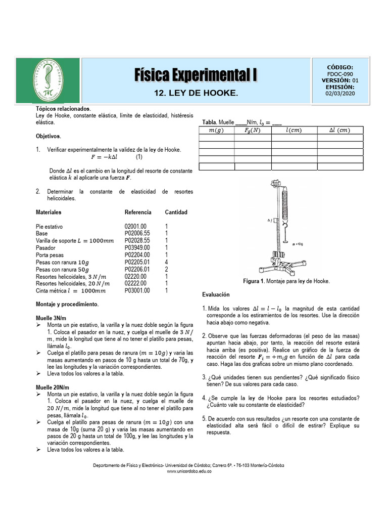 Ley de Hooke | PDF | Física Aplicada e Interdisciplinaria | Ciencias fisicas