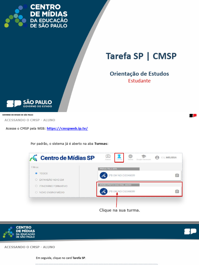 Tarefa SP Orientacao de Estudos Estudante CMSP 2024 | PDF