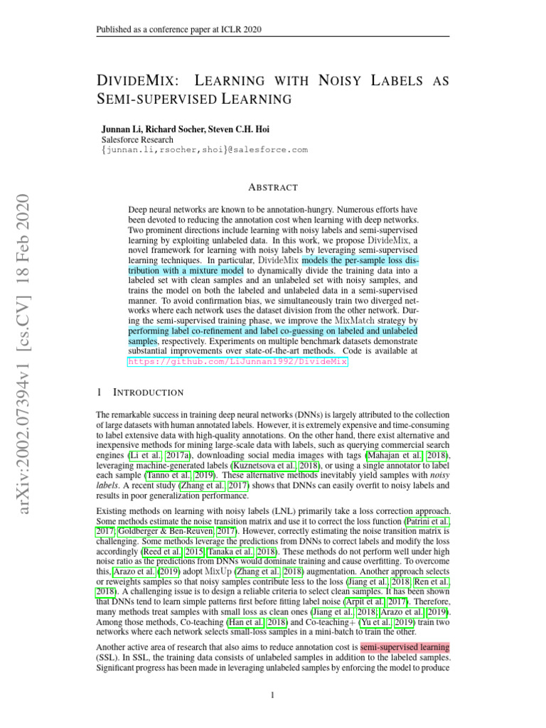 Divide Mix | PDF | Deep Learning | Sampling (Statistics)
