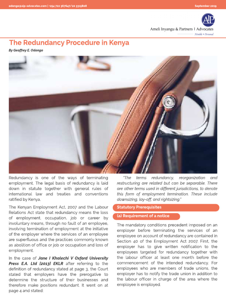 The Redundancy Procedure in Kenya | PDF | Layoff | Employment