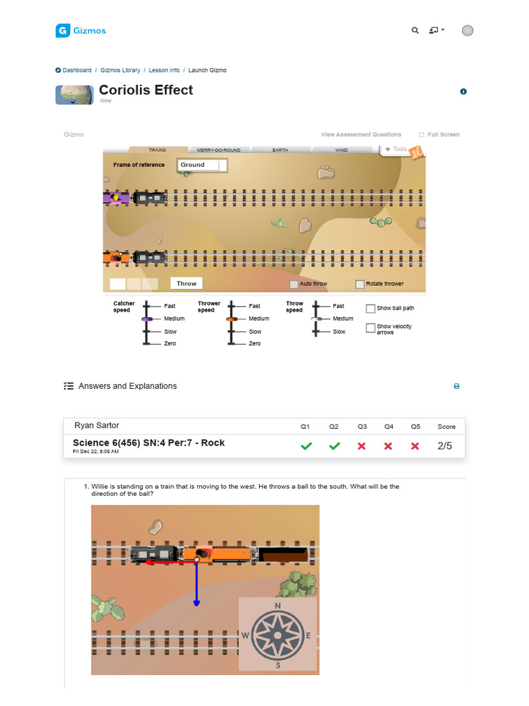 Coriolis Effect Gizmo | Download Free PDF | Velocity | Applied And Interdisciplinary Physics