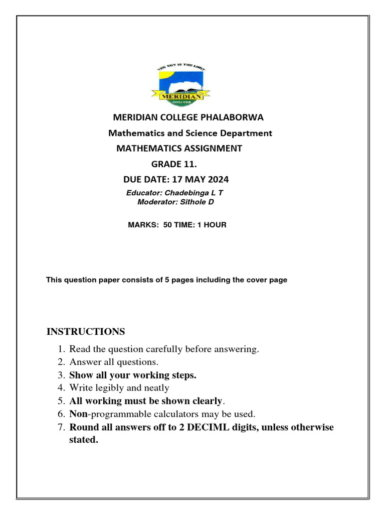 Grade 11 Assign 2024 | PDF | Circle | Classical Geometry