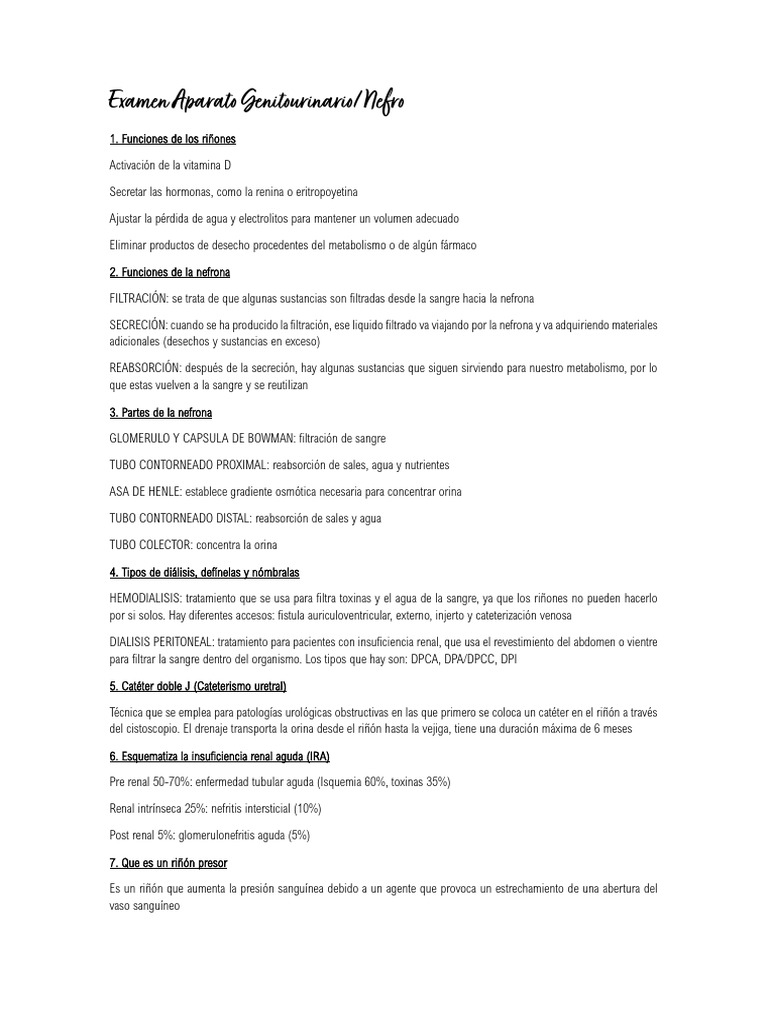 Examen Neuro Genitro Nefro Junto | PDF | Riñón | Cerebro
