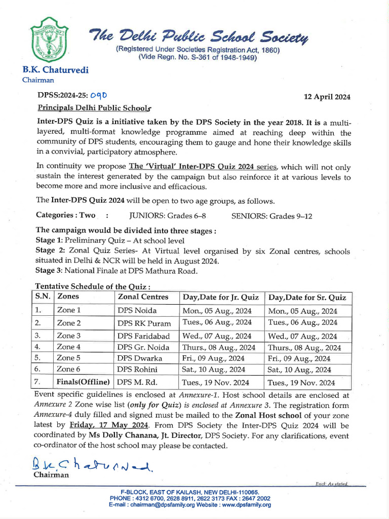 Inter-DPS Quiz 2024 | PDF