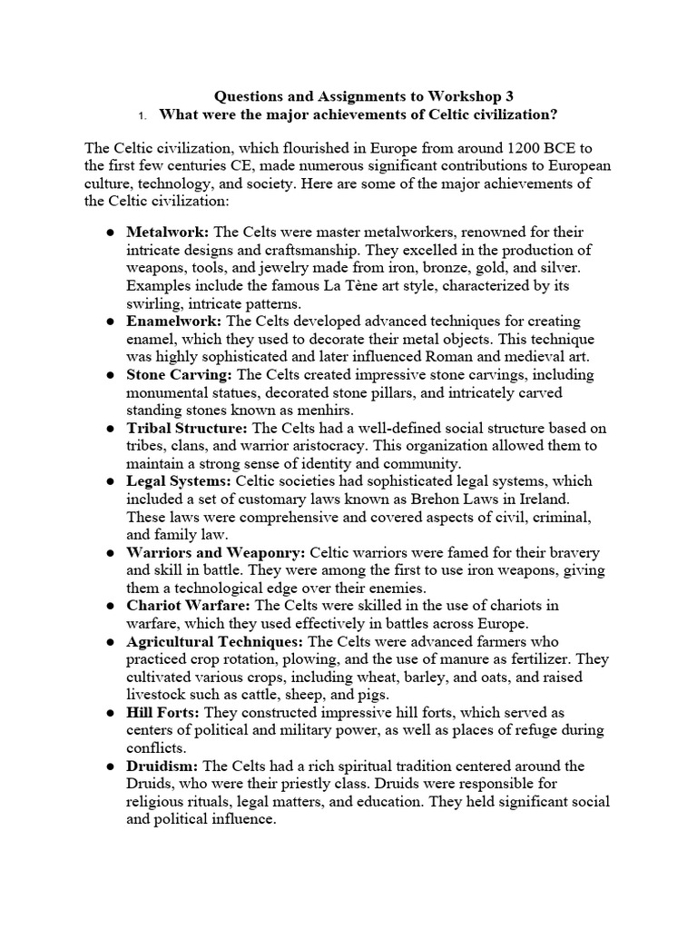 Questions and Assignments To Workshop 3 | PDF | Anglo Saxons | Celts