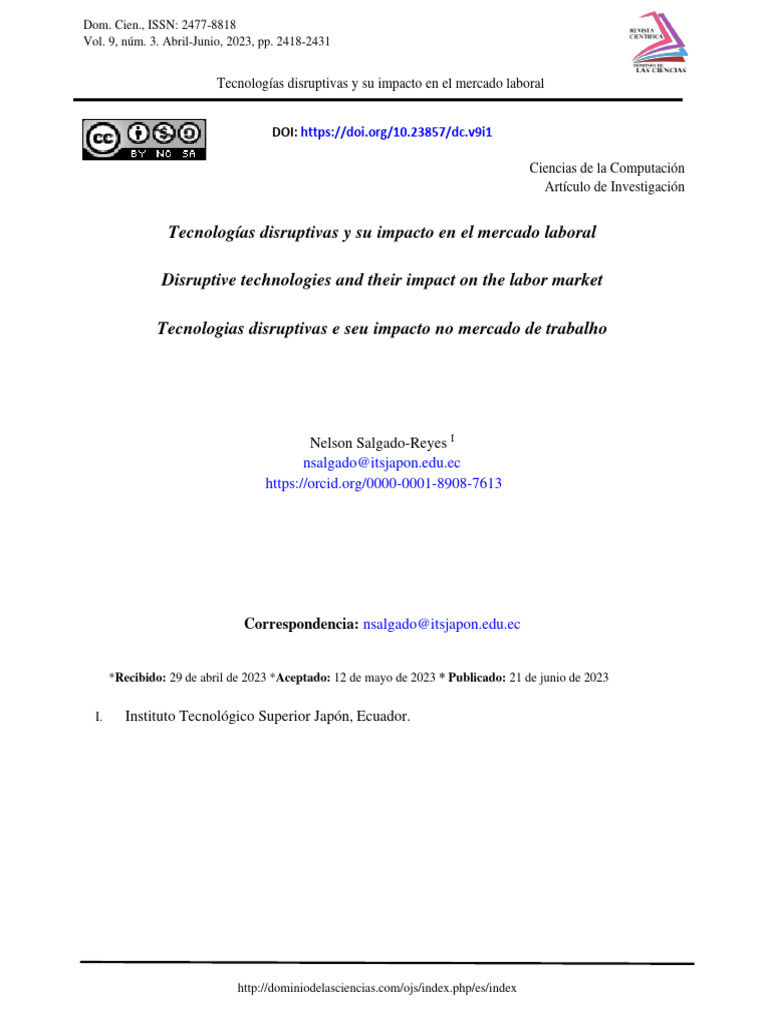 Impacto Laboral de Tecnologías Disruptivas | PDF | Innovación disruptiva | Inteligencia artificial