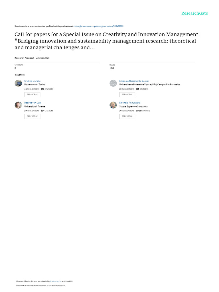 CIM BridgingISMngtCfP Final | PDF | Sustainability | Innovation