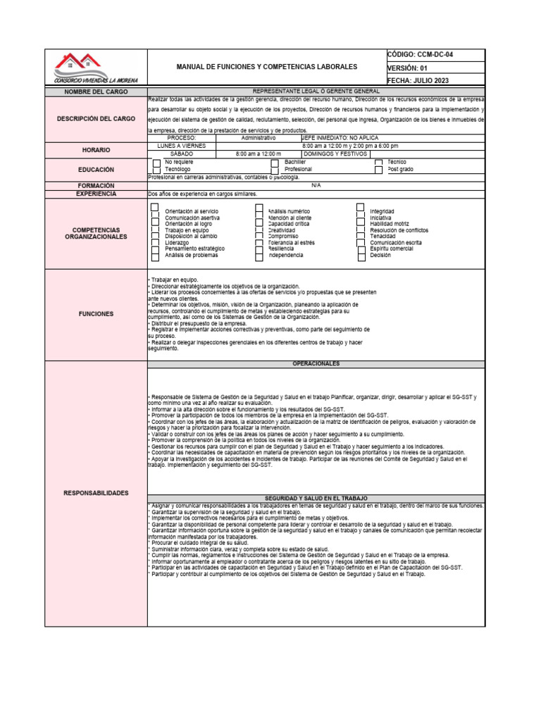 Ccm-dc-04 Manual de Funciones y Competencias Laborales | PDF | Gestión de recursos humanos ...