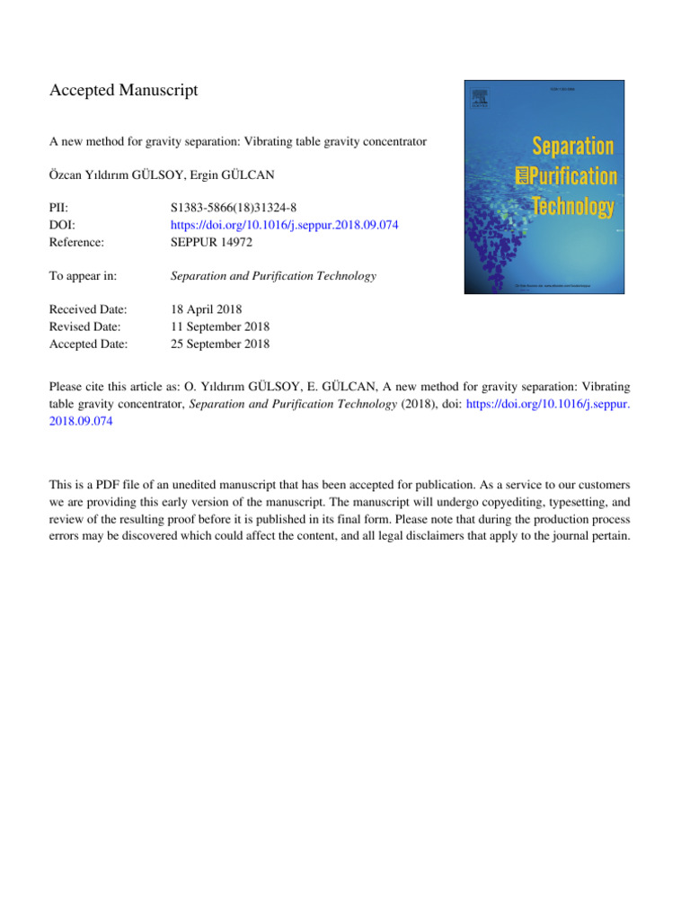 10.1016@j.seppur.2018.09.074 | PDF | Minerals | Ore