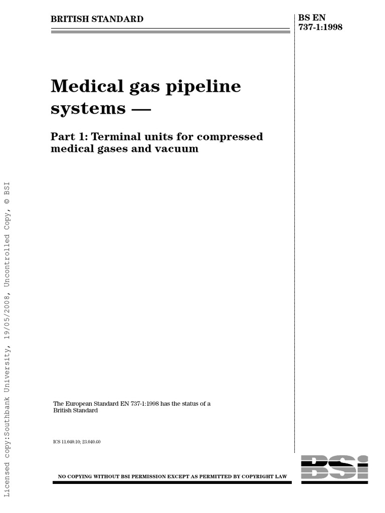BS en 00737-1 1998 Medical Gas Pipeline System Part 1 Terminal Units ...