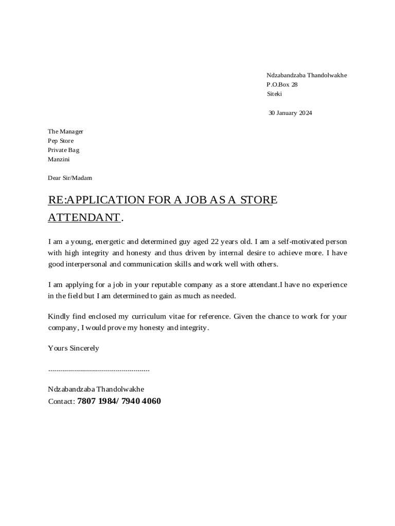 Application Letter (Pep Stores) - Backup | PDF