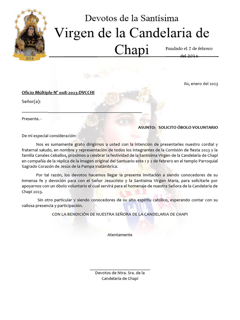 Virgen de La Candelaria de Chapi | PDF