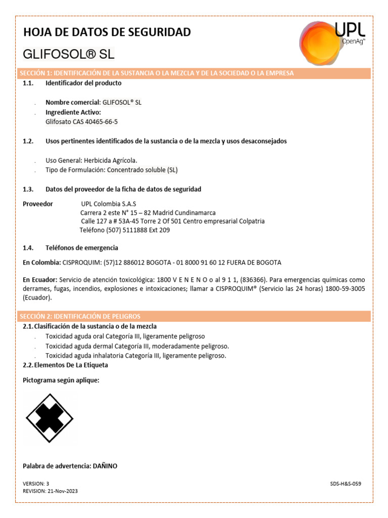 Glifosol SL | PDF | Agua | Corrosión