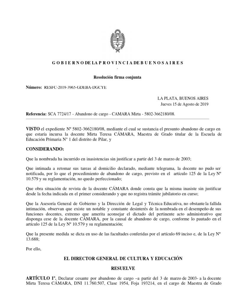 RSC-2019-27738417-GDEBA-DGCYE | PDF | Gobierno