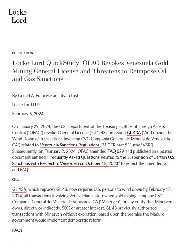 Ofac Gl43a | PDF | Office Of Foreign Assets Control | Venezuela