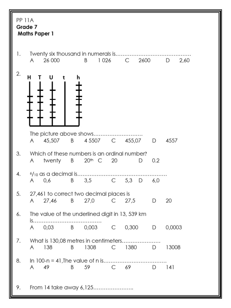 Grade 7 Maths Paper 1 PP 11AA | PDF | Triangle | Elementary Geometry