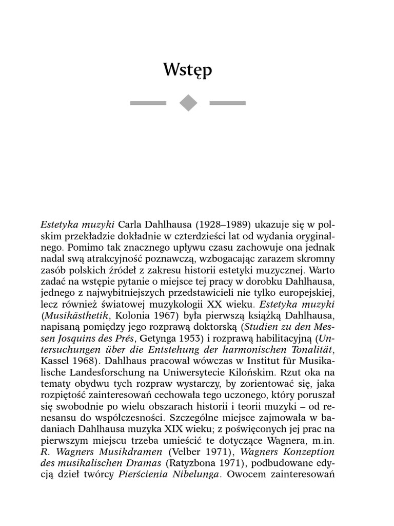 Estetyka Muzyki - Wstep | PDF