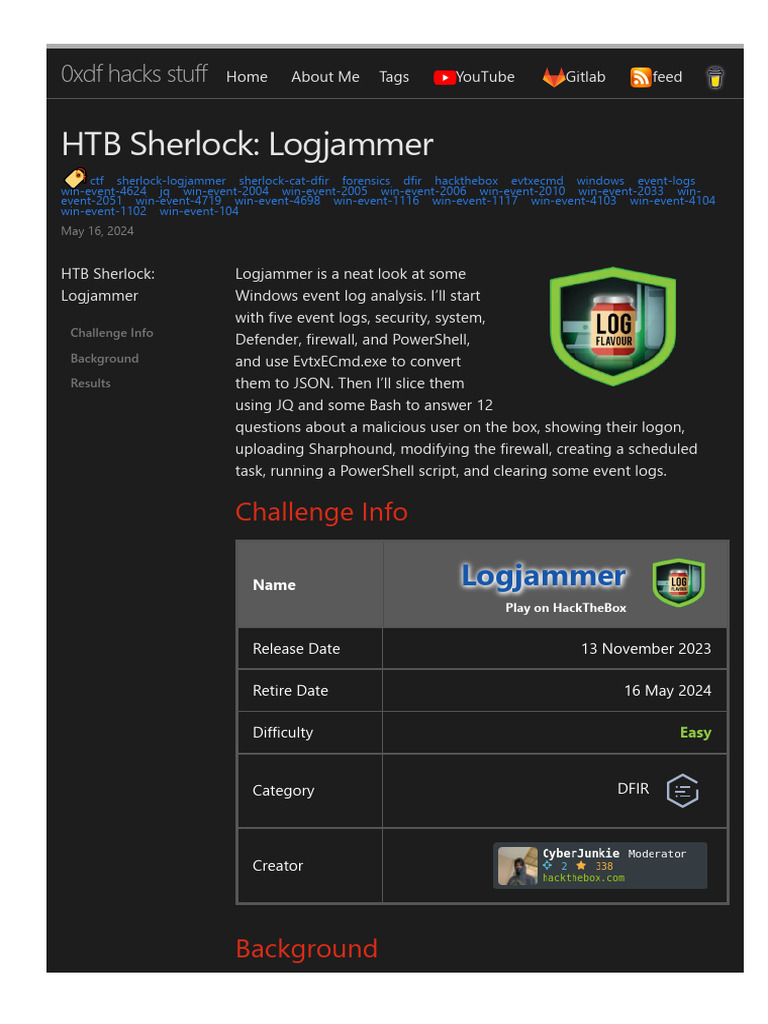 HTB Sherlock Logjammer | PDF | Antivirus Software | Malware