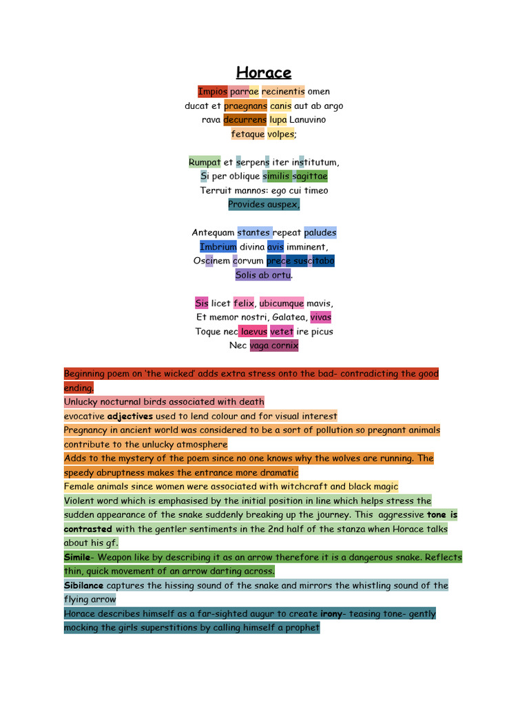 Horace Poem Analysis | PDF