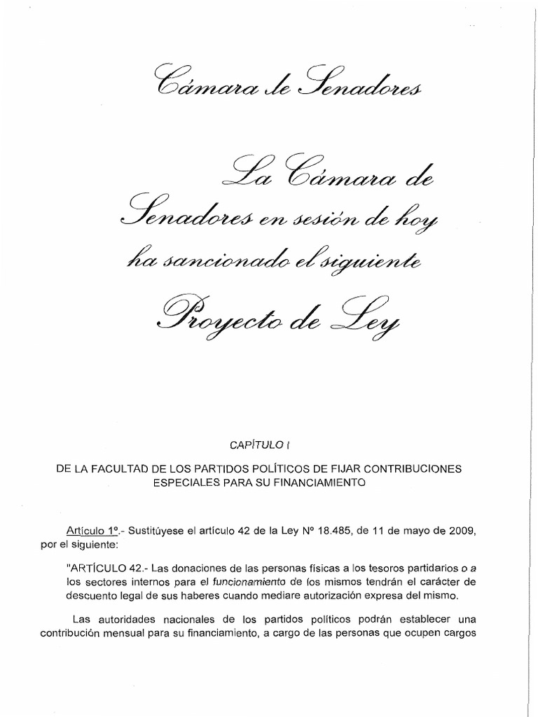 Proyecto de Ley Financ. de La Democ. | PDF