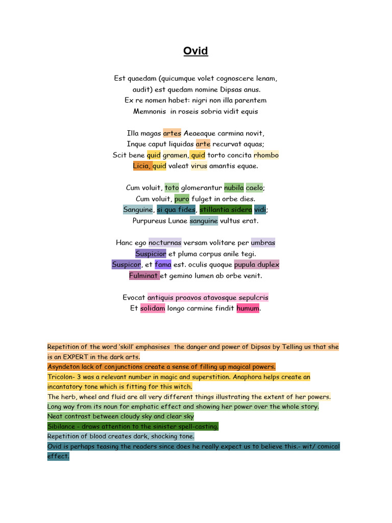 Ovid - Poem Analysis | PDF | Grammar | Syntax