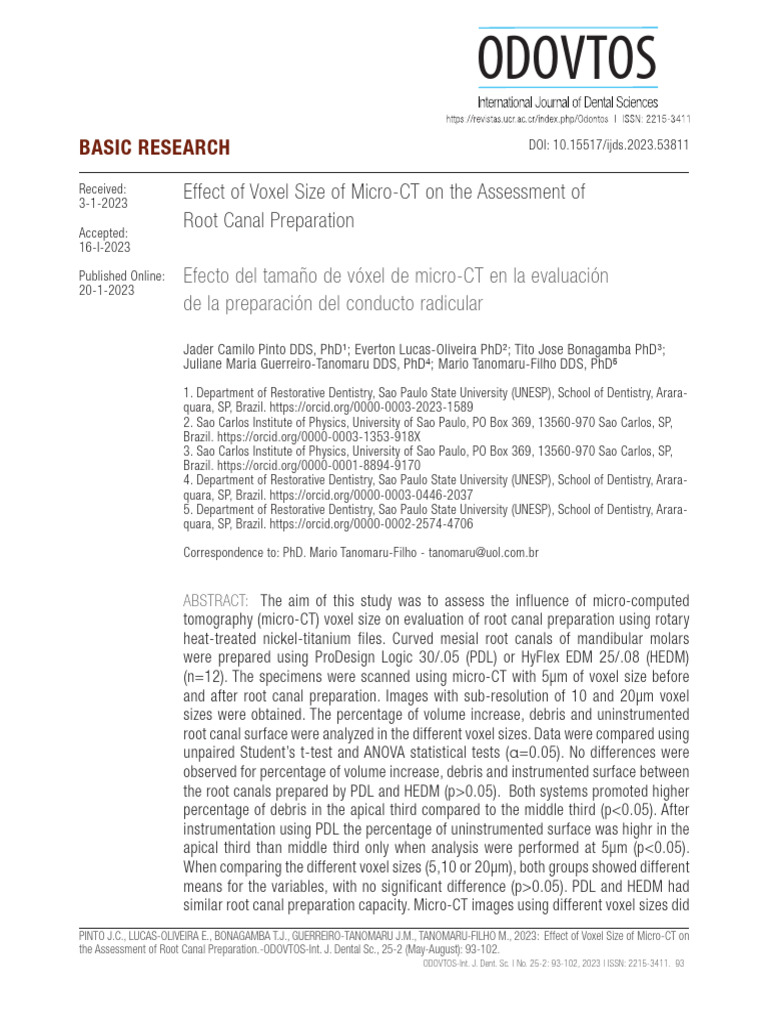 Voxel Size Impact on Root Canal Analysis | PDF | Voxel | Tooth