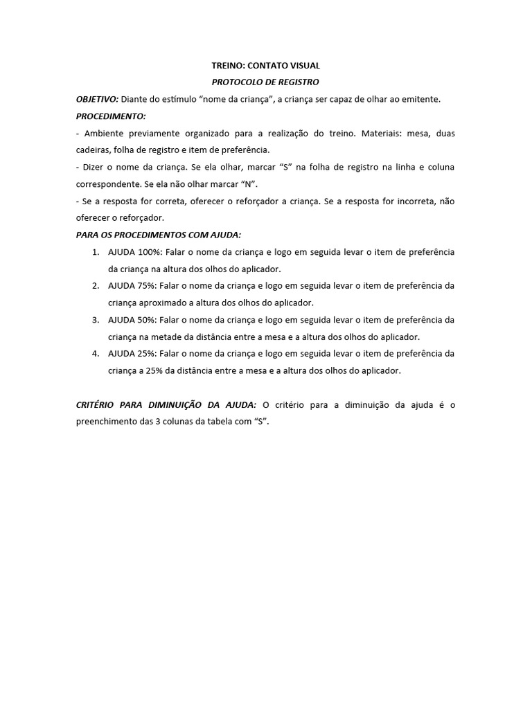 TREINO Contato Visual | PDF | Autoajuda
