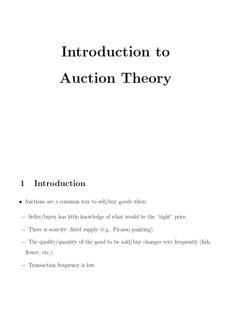 Auction Theory | PDF | Auction | Microeconomics