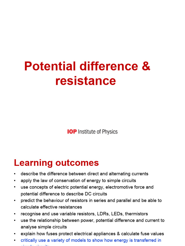 Potential Diff Resistance | PDF | Voltage | Electrical Resistance And ...