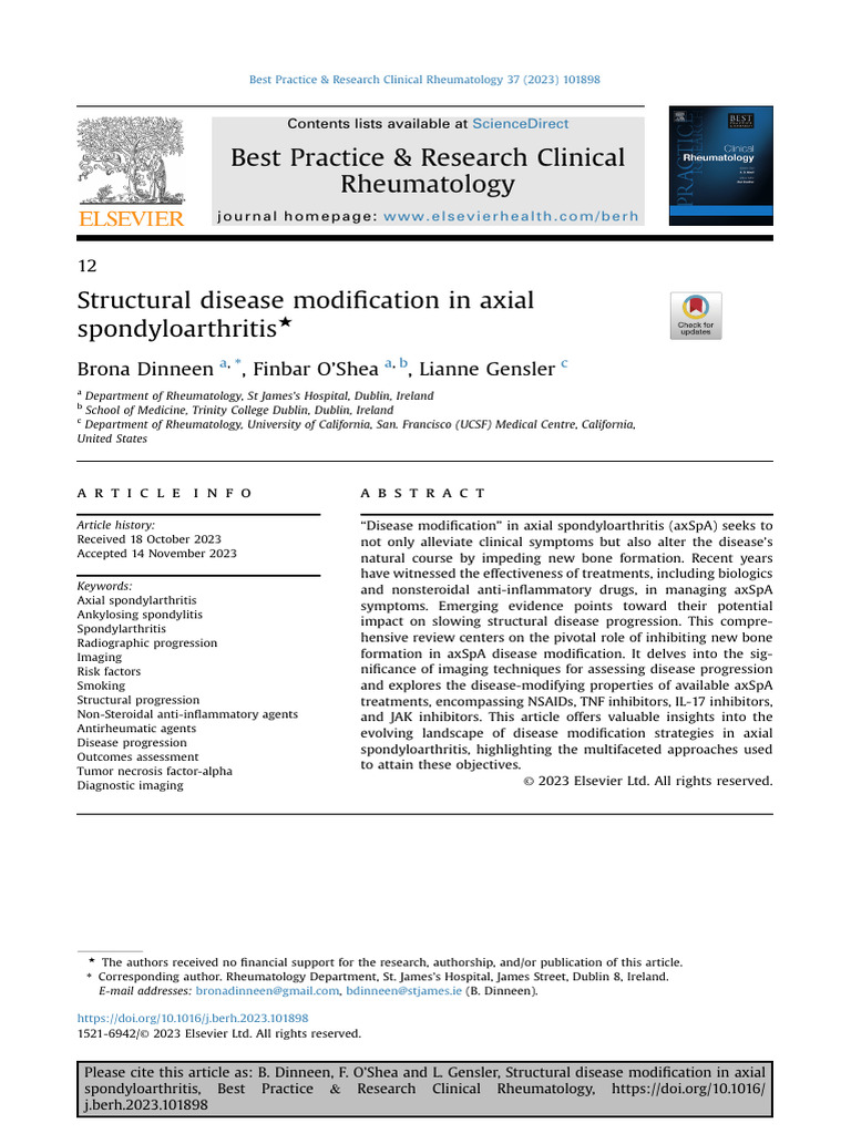 Structural Disease Modification in Axial Spondyloarthritis 2023 | PDF ...