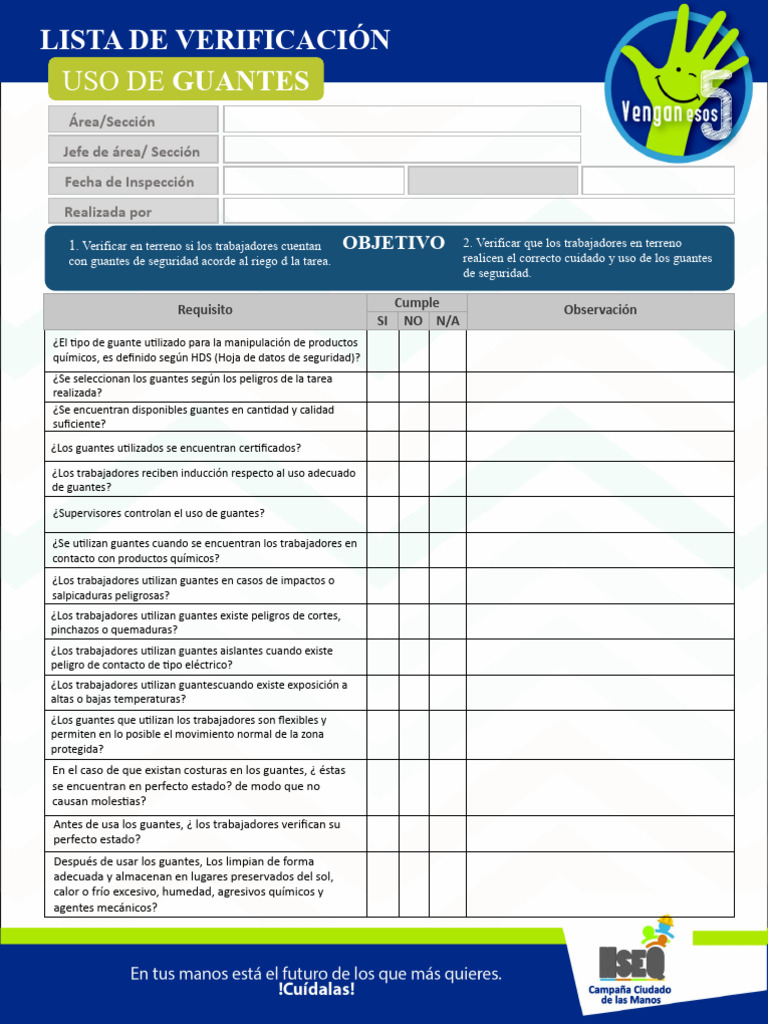 Fichas Listas de Verificacion | PDF | Guante