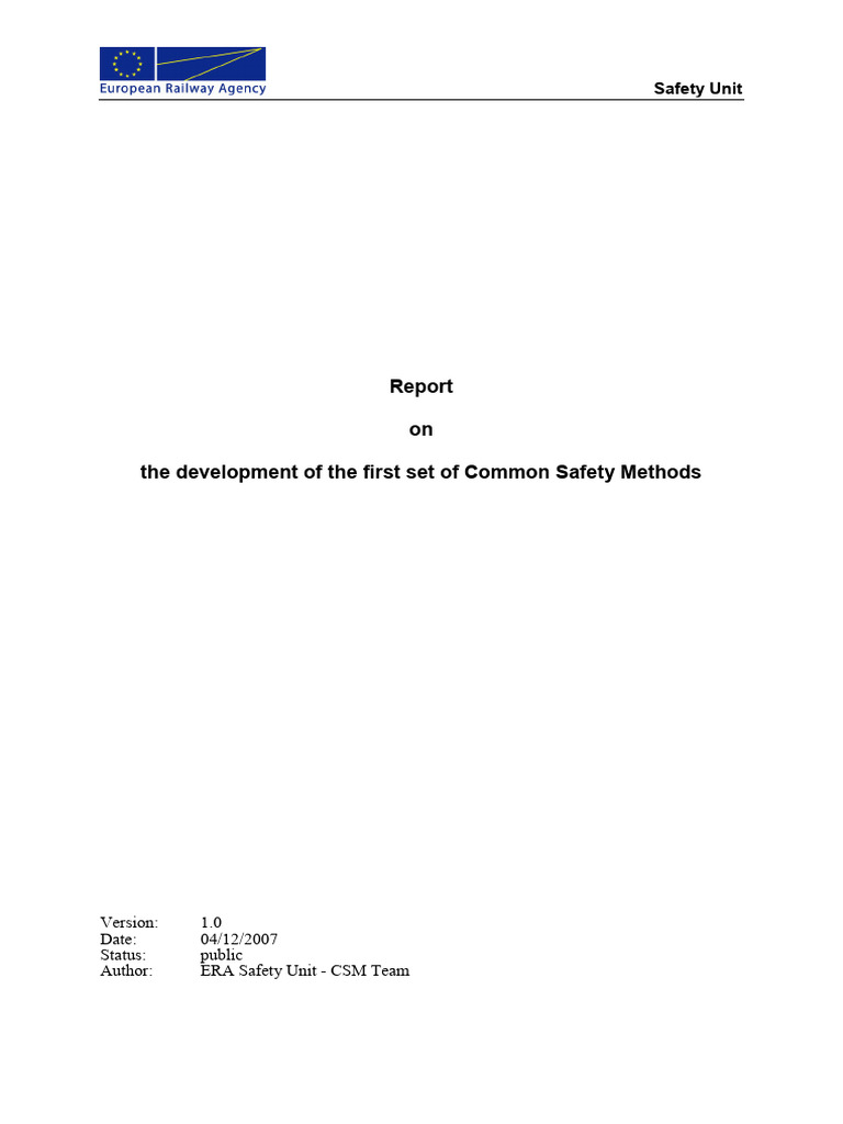 First Set of Common Safety Methods Report | PDF | Risk | Risk Assessment