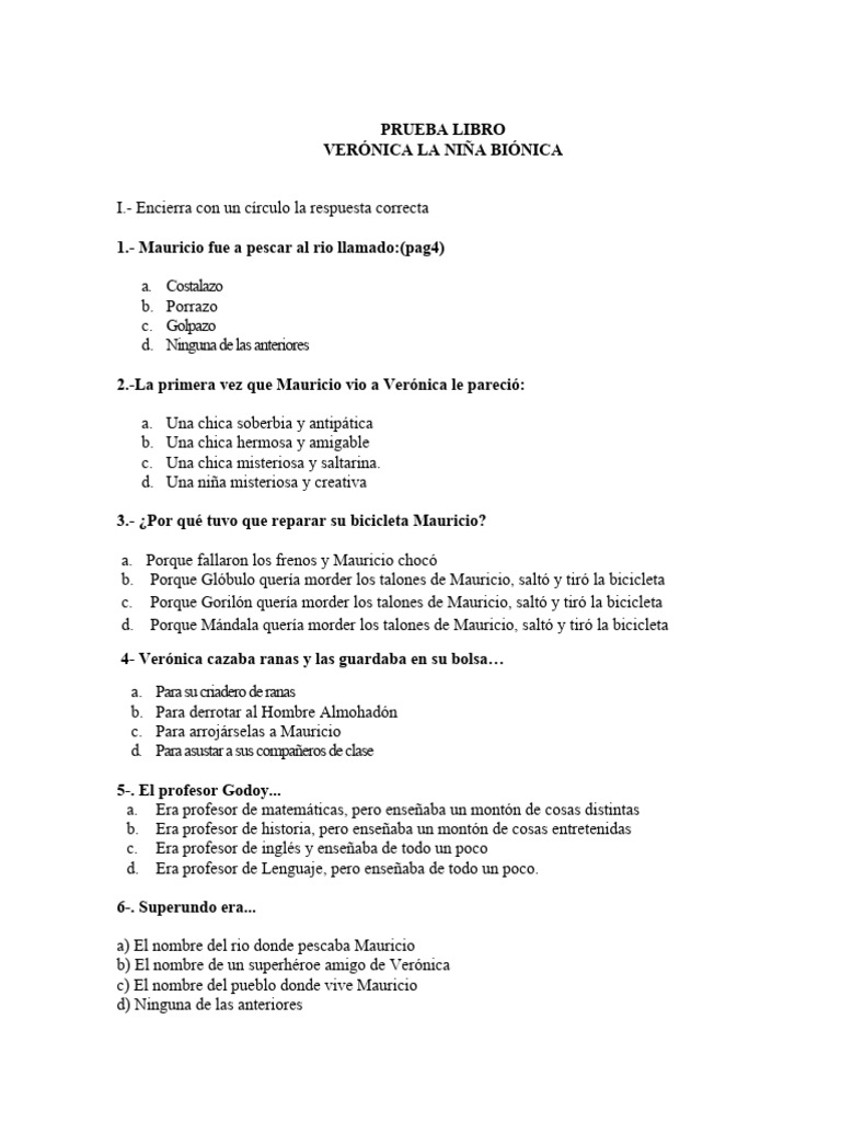 PRUEBA LIBRO Verónica La Niña Bionica | PDF