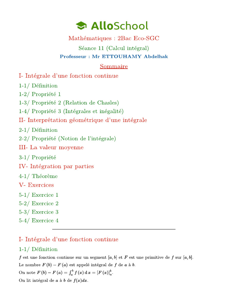 Seance 11 Calcul Integral 2 | PDF