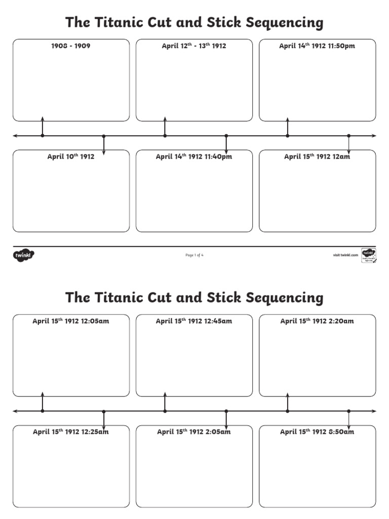 The Titanic Cut and Stick Sequencing Activity - No Date-Time Version ...
