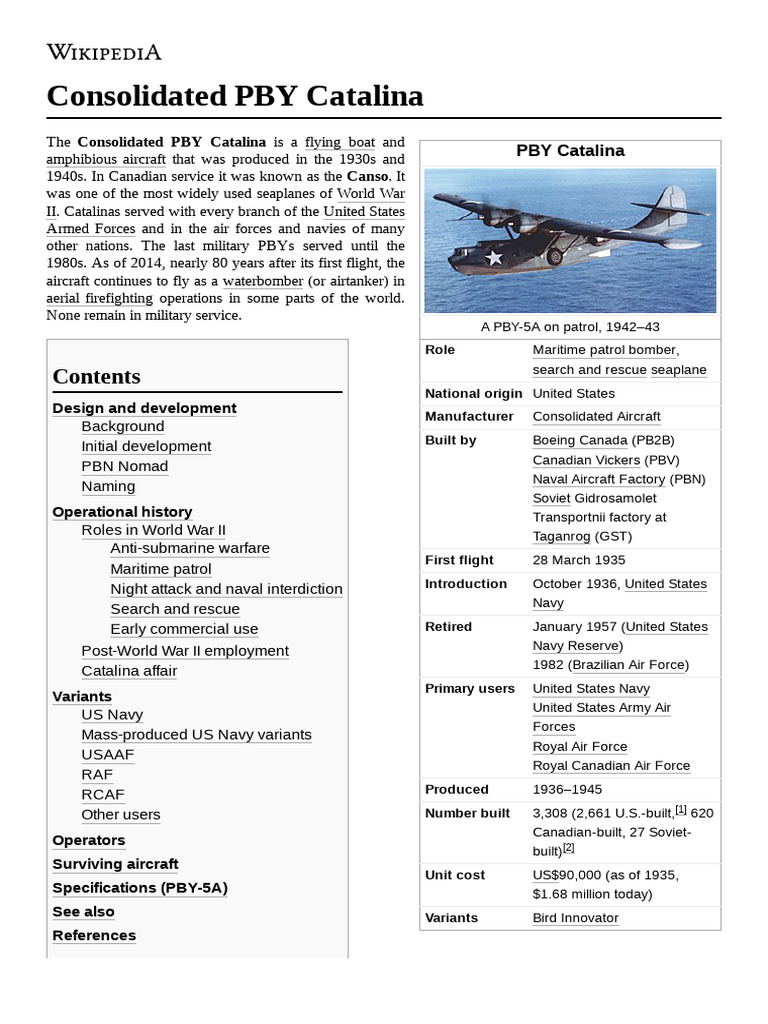 Consolidated PBY Catalina | PDF | Aircraft | Aviation