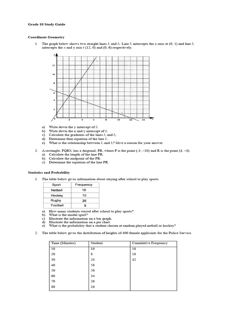 Grade 10 Study Guide (End of Year) (2) | Download Free PDF | Matrix ...