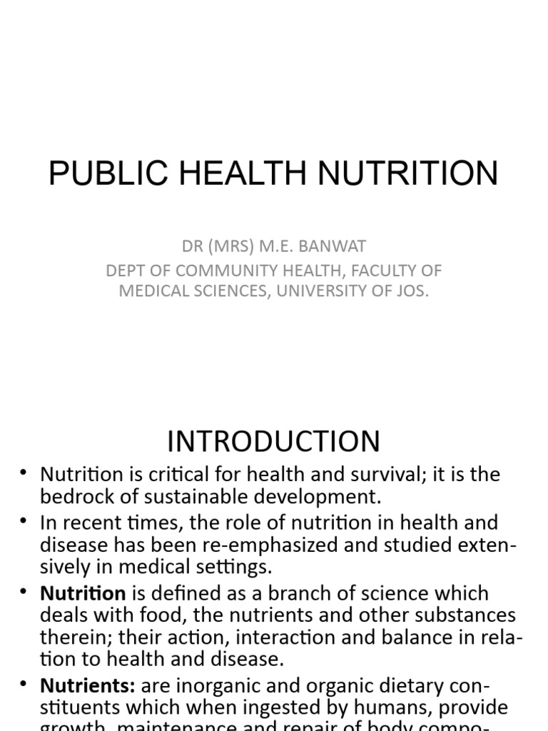 Public Health Nutrition-20170211 | PDF | Malnutrition | Fat