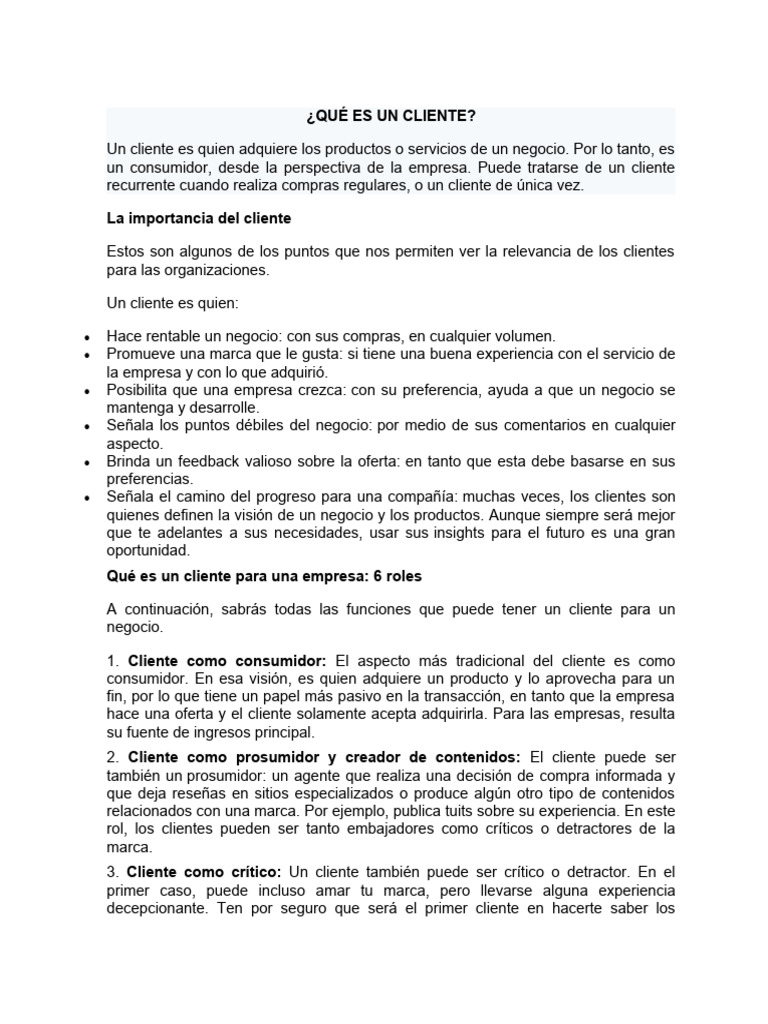 QUÉ ES UN CLIENTE Y TIPOS DE CLIENTE | Descargar gratis PDF | Marca ...