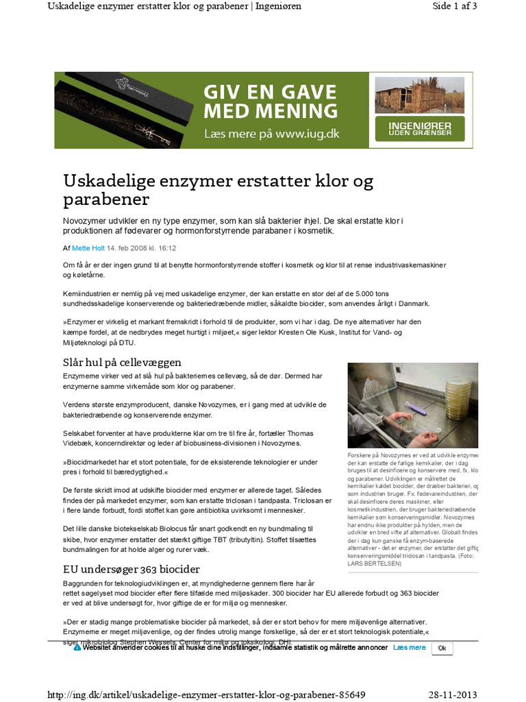 Enzymer Erstatter Klor Og Parabener - Holt, Mette, Ingeni Ren, Feb. 2008 | PDF