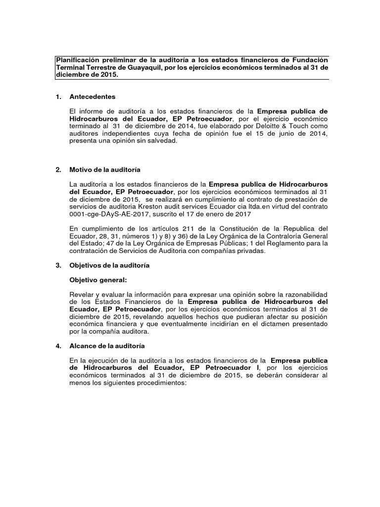 PRELIMINAR | PDF | Auditoría | Contabilidad