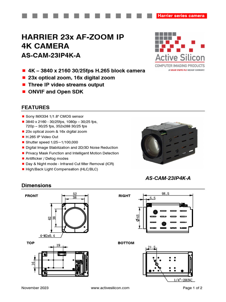 Harrier 23x AF-Zoom IP 4K Camera | PDF | Internet Protocols | Camera