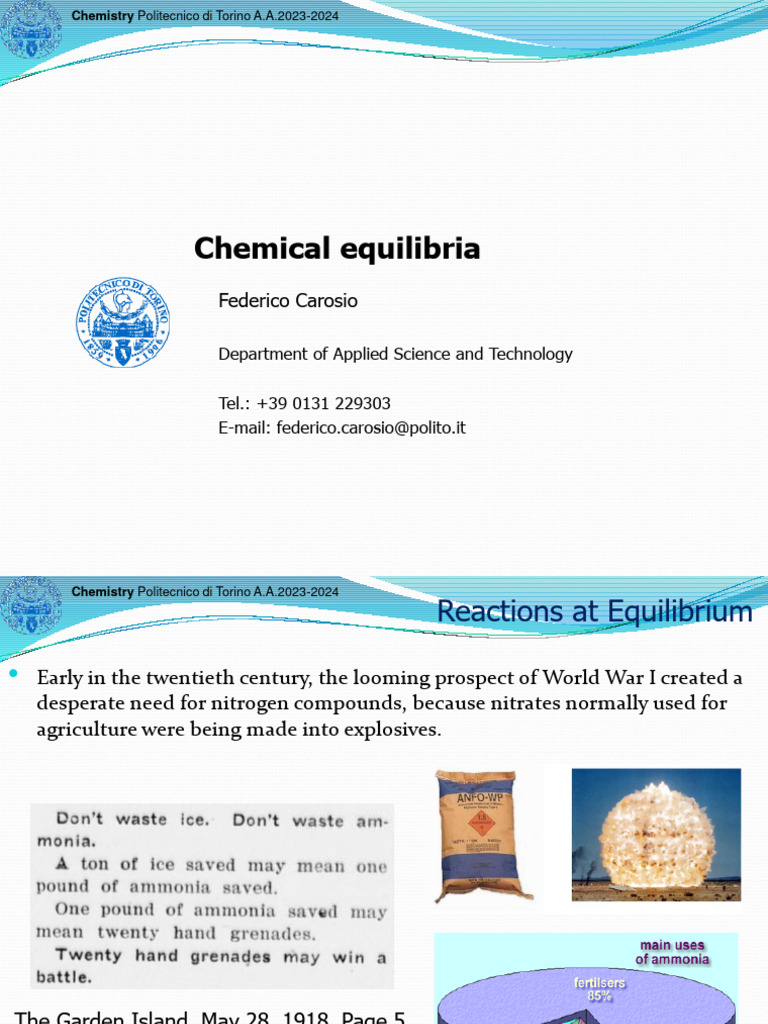 Chemistry Lesson 12 Chemical Equilibria | PDF | Chemical Equilibrium ...
