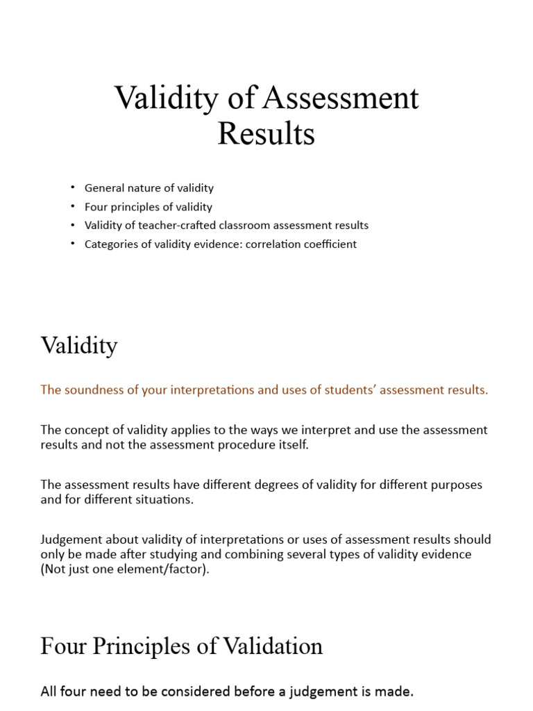 Chapter 3- Validity of Assessment Results | PDF | Validity (Statistics) | Educational Assessment