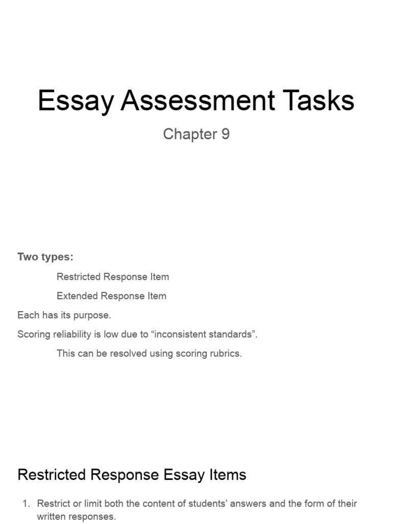 Chapter 9 - Essay Assessment Tasks | PDF | Educational Assessment | Essays