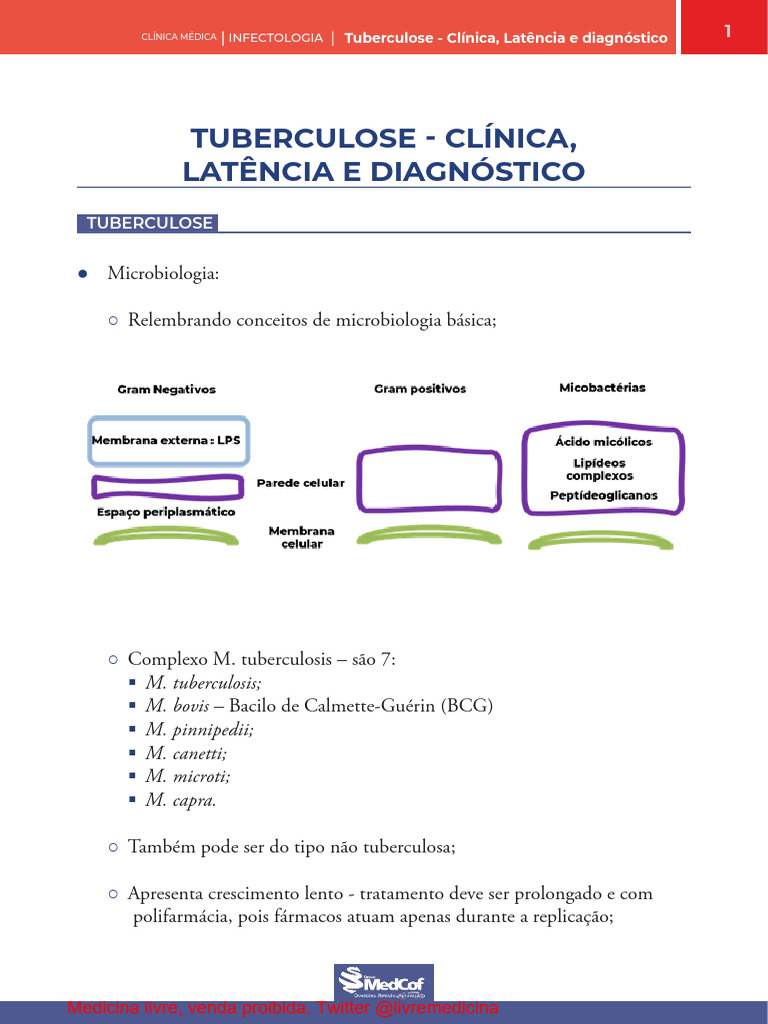 03 - Resumo - Ext 2023 - Infectologia - Tuberculose - Clinica, Latencia e Diagnostico | PDF ...