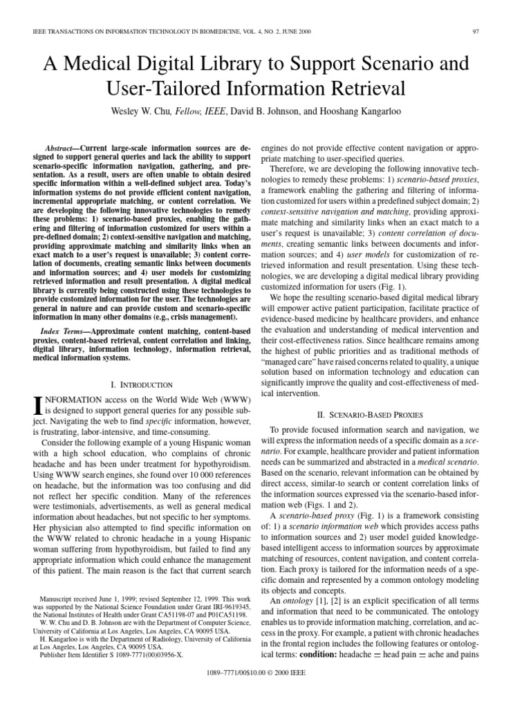 A Medical Digital Library To Support Scenario and User-Tailored Information Retrieval | PDF ...